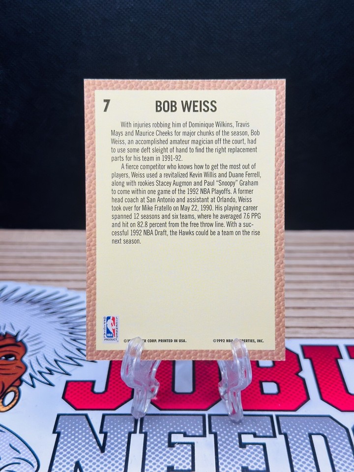 Bob Weiss 1992 Fleer #7 Hawks Penn State Bobcats Signed Authentic ...