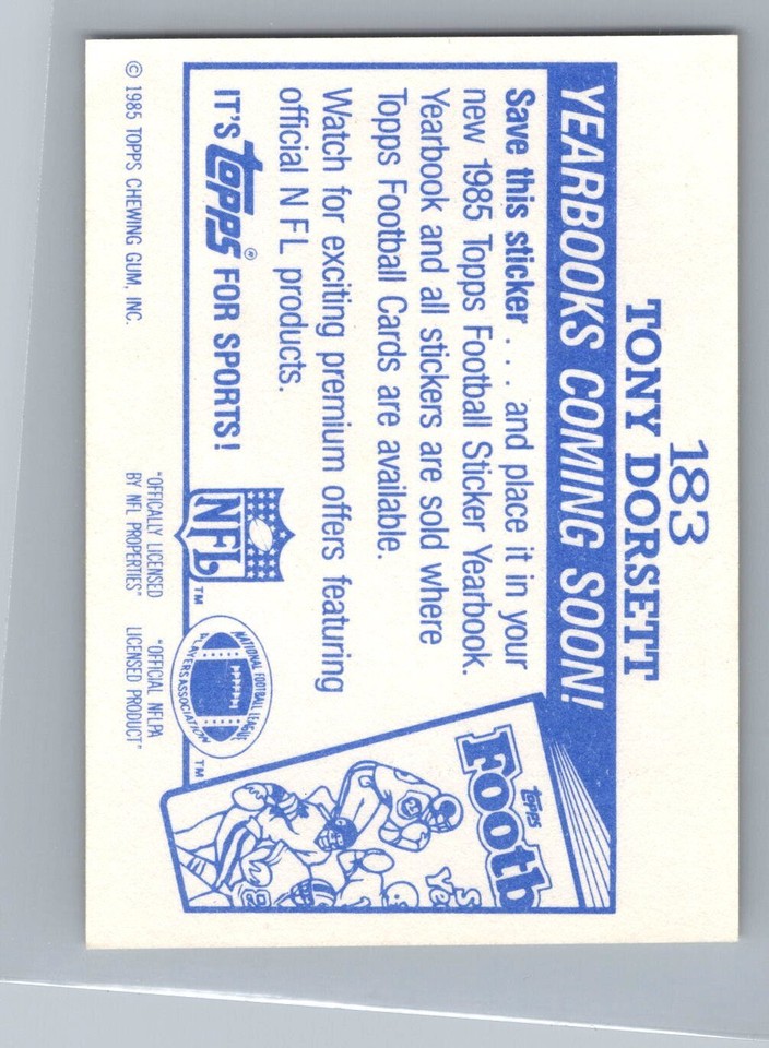 1985 Topps Stickers #183 Tony Dorsett Very good | eBay