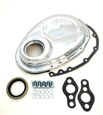 SB Chevy Timing Chain Cover V8 SBC 283 327 350 383 400 V8 Chrome R4934 ...