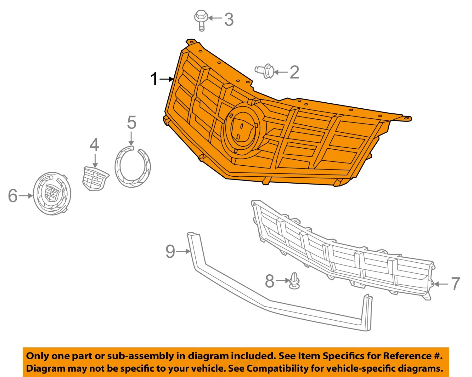 GM OEM 13-16 SRX Front Bumper Grille Grille Components-Upper Grille ...