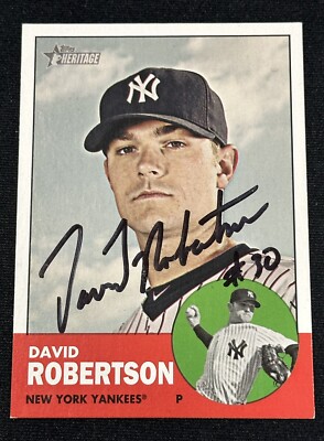 2012 Topps Heritage #42 Signed David Robertson Yankees Autographed Auto ...