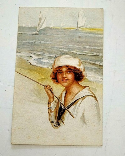 Cartolina illustrata non Viaggiata Donna Art Deco | eBay