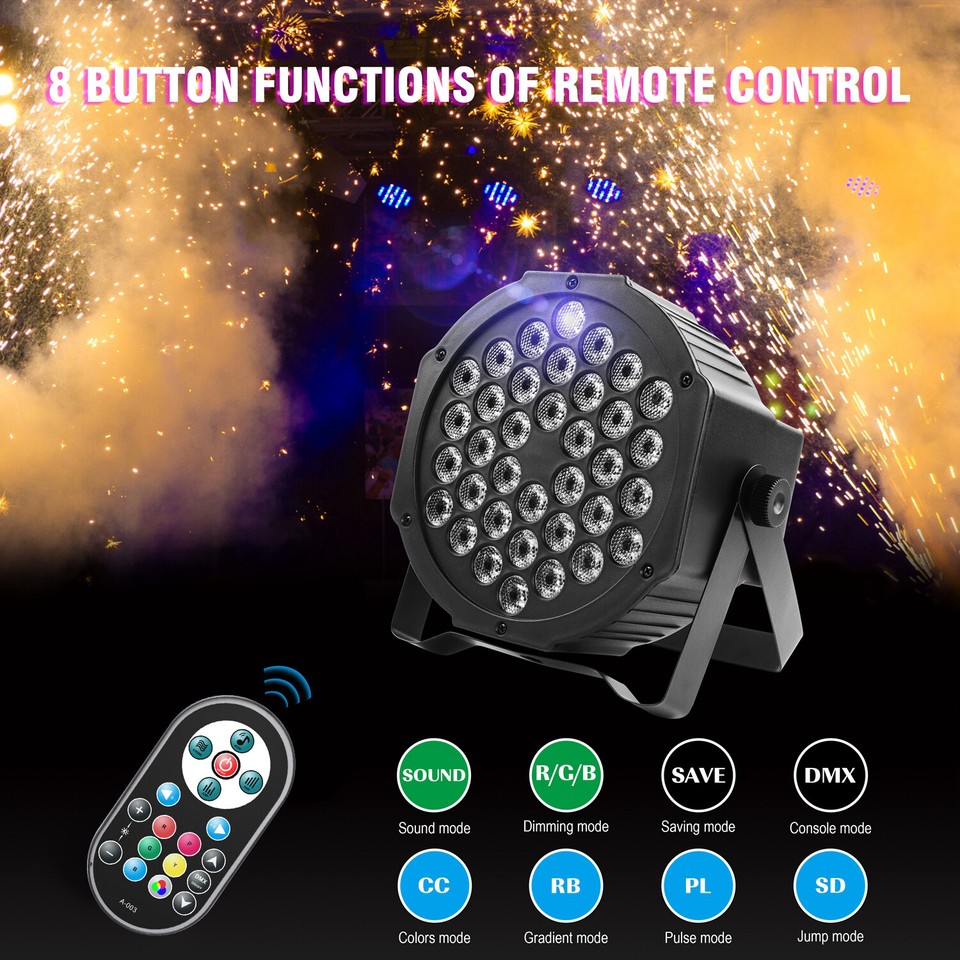 36LED Par Light Stage Lights RGB Uplights DMX Control DJ Party Effect ...