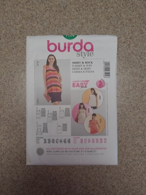 Burda 7104 Maternity Tops w Waist & Gather Detail, Pull On Skirt Sz 10 ...