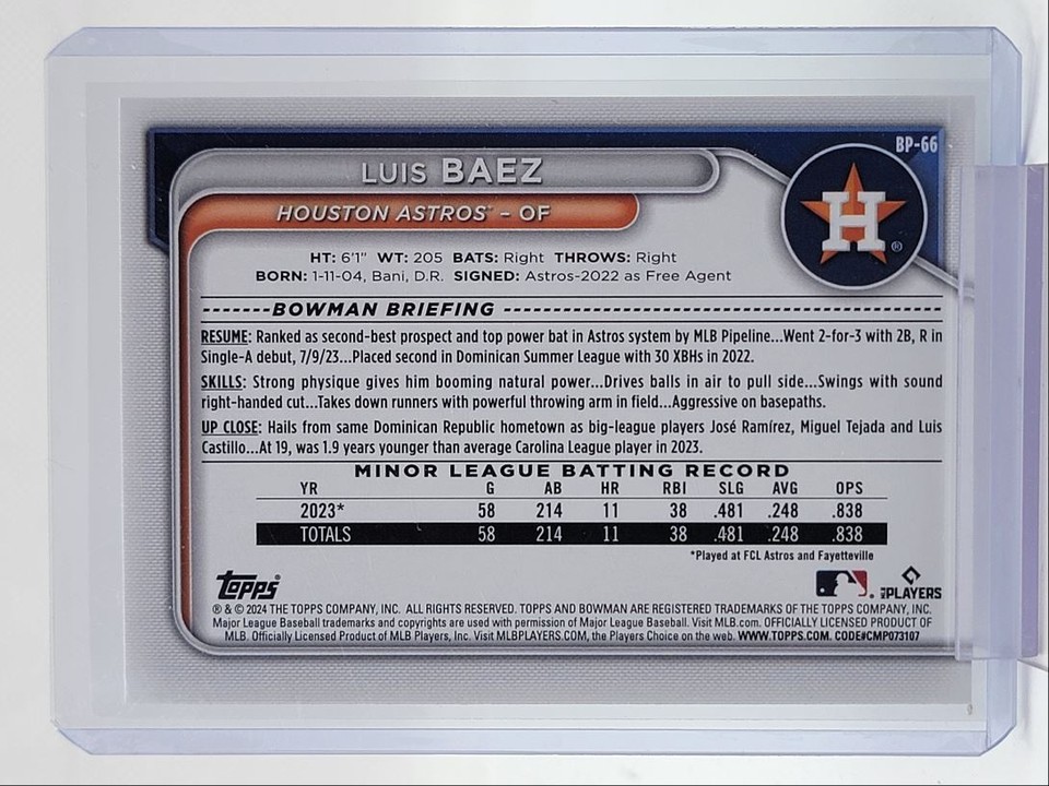 LUIS BAEZ 2024 BOWMAN 1ST BASEBALL BLUE BORDER ASTROS /150 Q1691 | eBay
