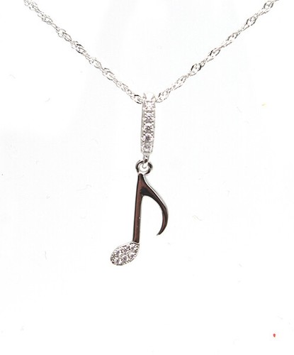Sterling Silver Quaver Note Pendant with Crystals - Music Gift - Music ...
