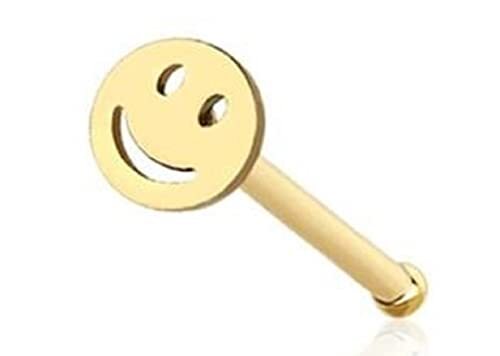 Nose Bone Stud Flat Smiley Face 316L Surgical Steel bar 20g 1/4" bar | eBay
