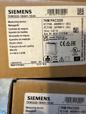 NEW IN BOX Siemens Sentron measuring device PAC3220, 7KM3220-1BA01-1EA0 ...
