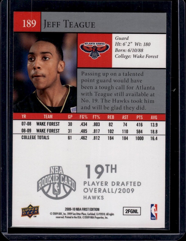 2009-10 Upper Deck First Edition #189 Jeff Teague | eBay