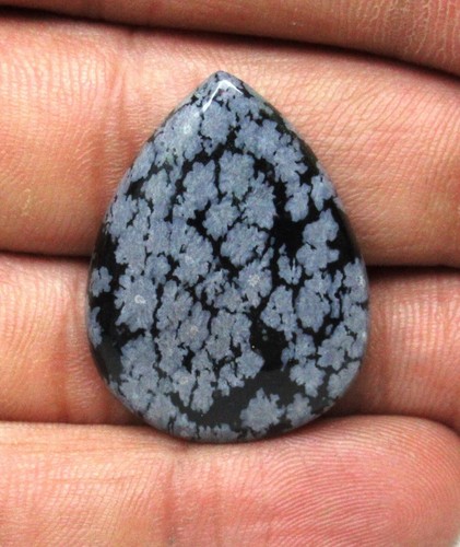 23.20 CTS NATURAL SNOWFLAKE JASPER CABOCHON PEAR SHAPE LOOSE GEMSTONE B ...