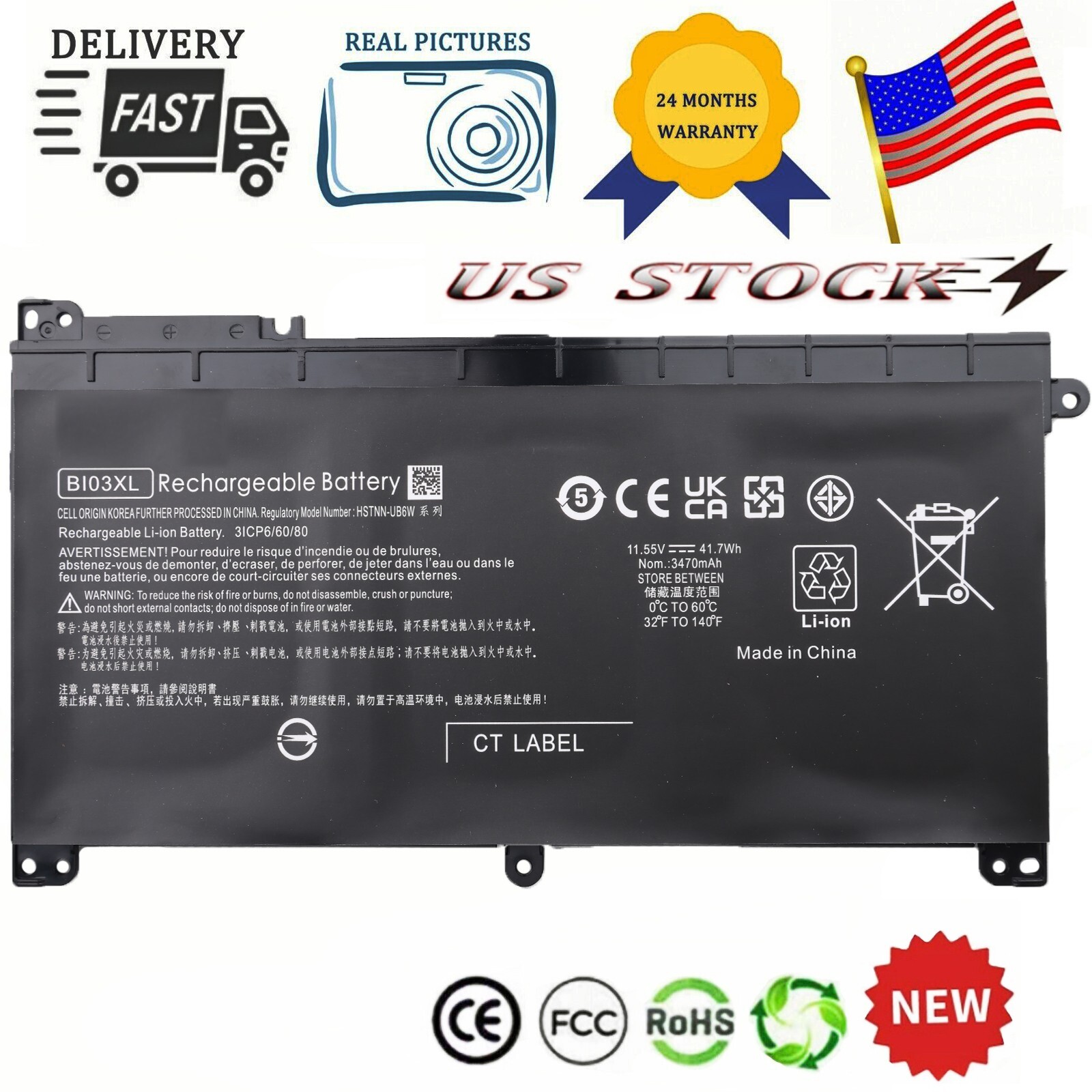 BI03XL Battery for HP Pavilion X360 M3-U 13-U Stream 14-AX ON03XL ...
