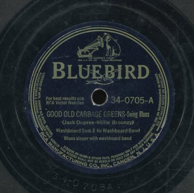 78tk-Blues-BLUEBIRD 34-0705-Washboard Sam-(Good old cabbage greens/Stop ...