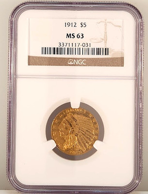 1912 $5 Gold Indian Half Eagle MS 63 NGC | eBay