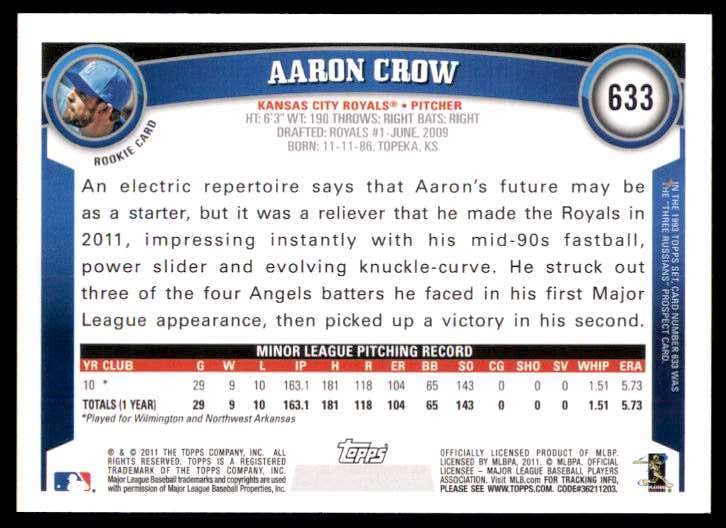 Aaron Crow RC 2011 Topps #633 142635 RC | eBay