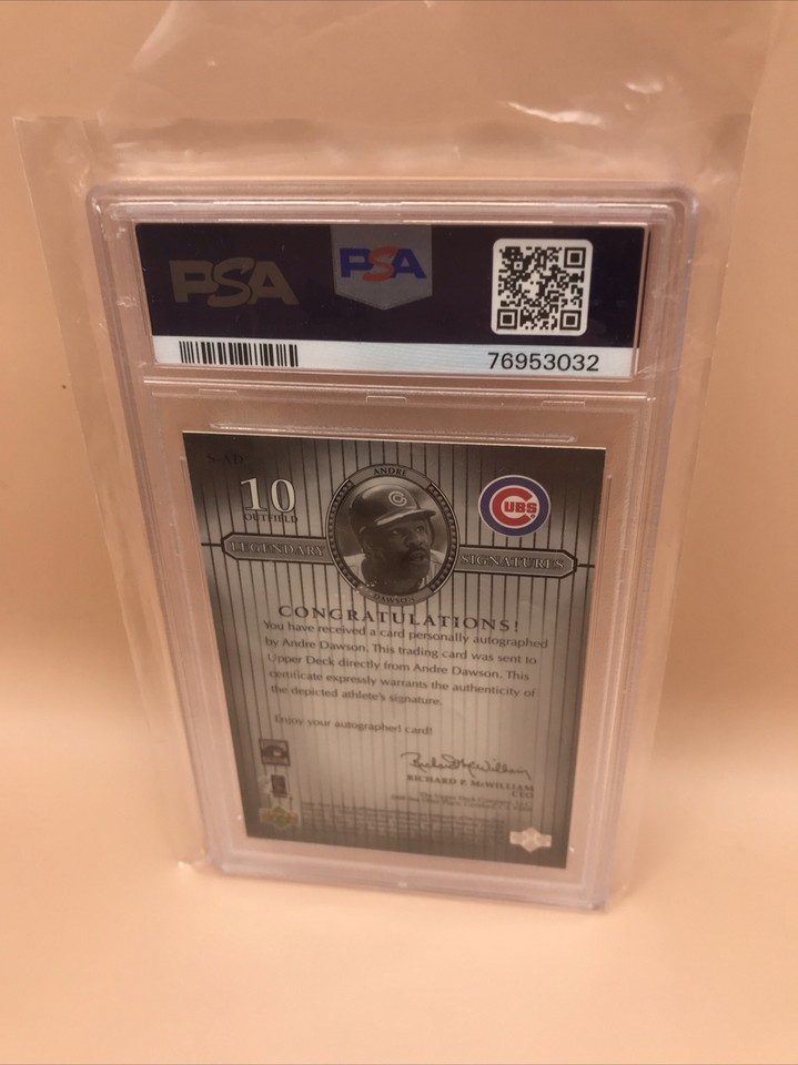 2000 UD Legends Andre Dawson Legendary Autograph #AD Cubs PSA Authentic ...