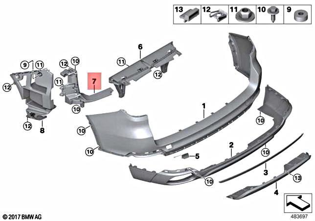 Genuine BMW X5 F15 X5 25d 25dX Mounting Bumper Corner Rear Right ...