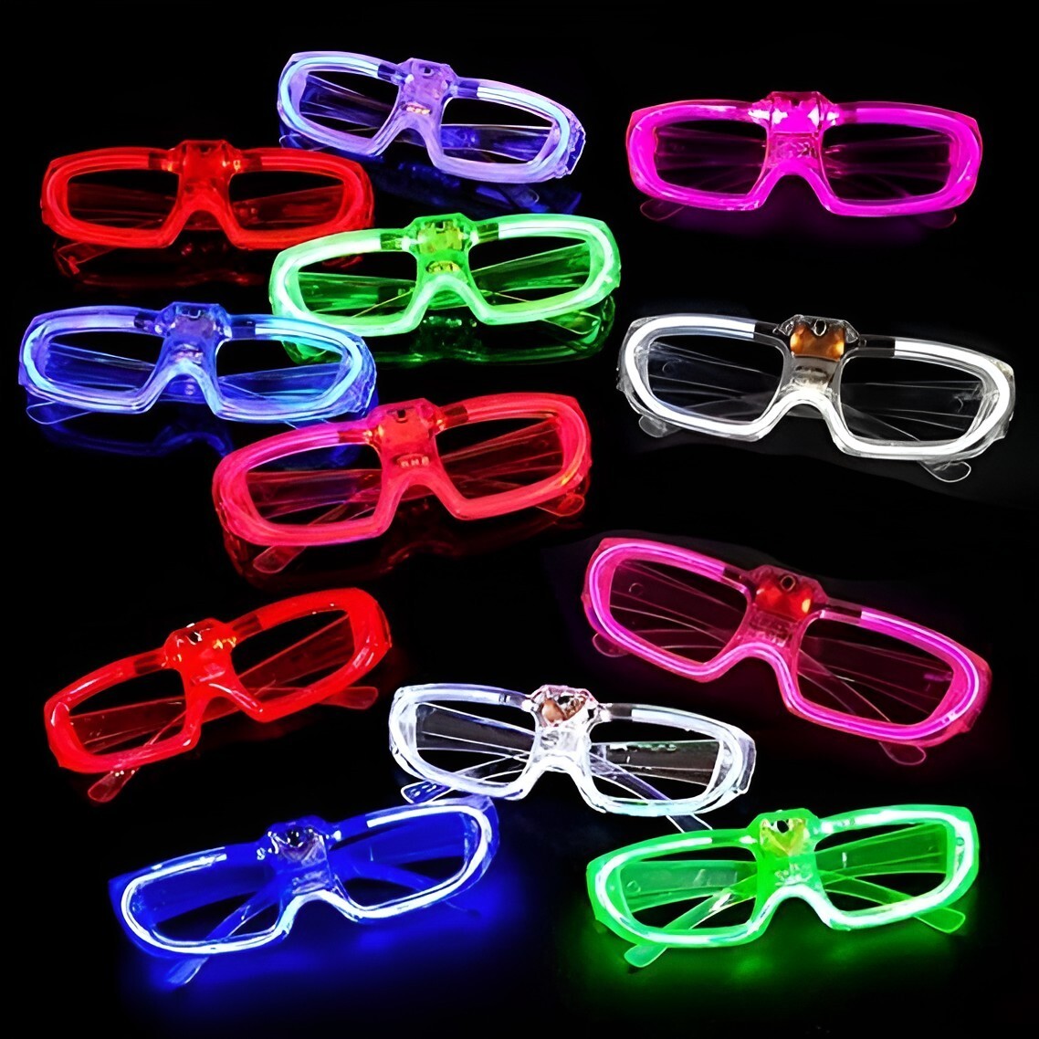 12 Frame LED Flashing Glasses Light Up Sunglasses Wedding Party Favor ...
