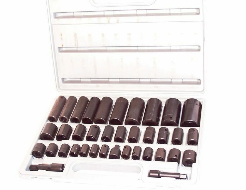 38 pcs 3/8" & 1/2" DR AIR IMPACT SOCKET SET 6 POINTS SOCKETS KIT ...