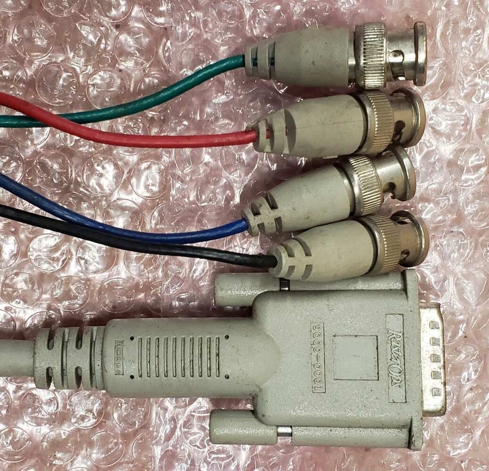 Vintage RasterOps 6' monitor harness cable: DB15M Macintosh video to 4 ...