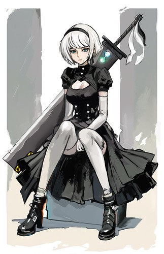 2B nier automata, alternate world FF7 Print Signed By The Artist | eBay.de
