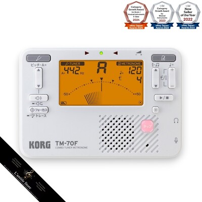 Korg TM-70F Tuner Metronome White Japan TM70F C1-C8 Compact Size Focus ...