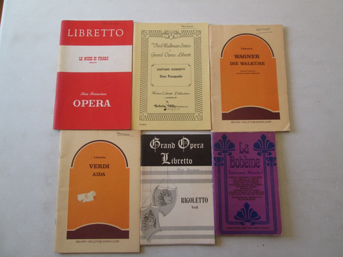 OPERA LIBRETTOS LOT 6 PROGRAM GUIDES Puccini Verdi Mozart Wagner ...