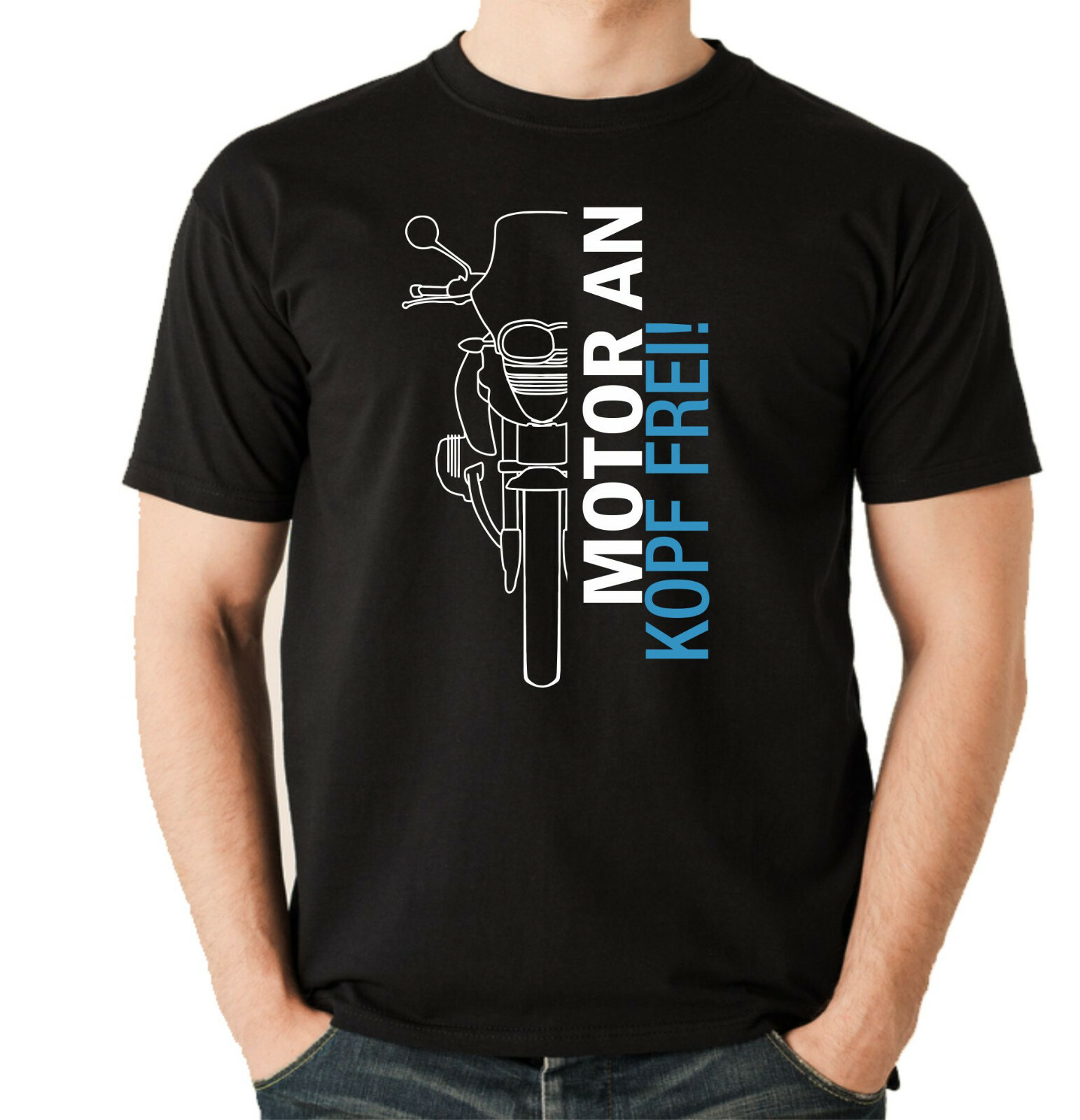 Unisex T-Shirt Motorrad lustiger Spruch MOTOR AN KOPF FREI GS ...