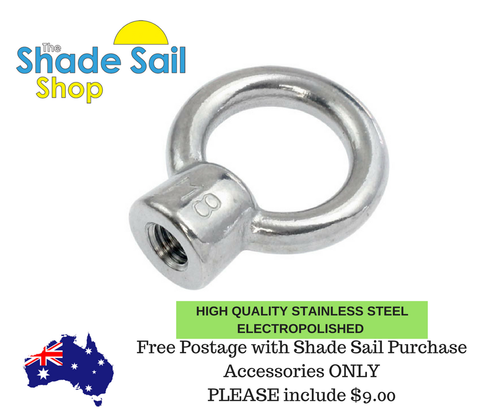 12mm Eye Nut M12 316 Grade stainless steel shade sail boat rigging ODS ...