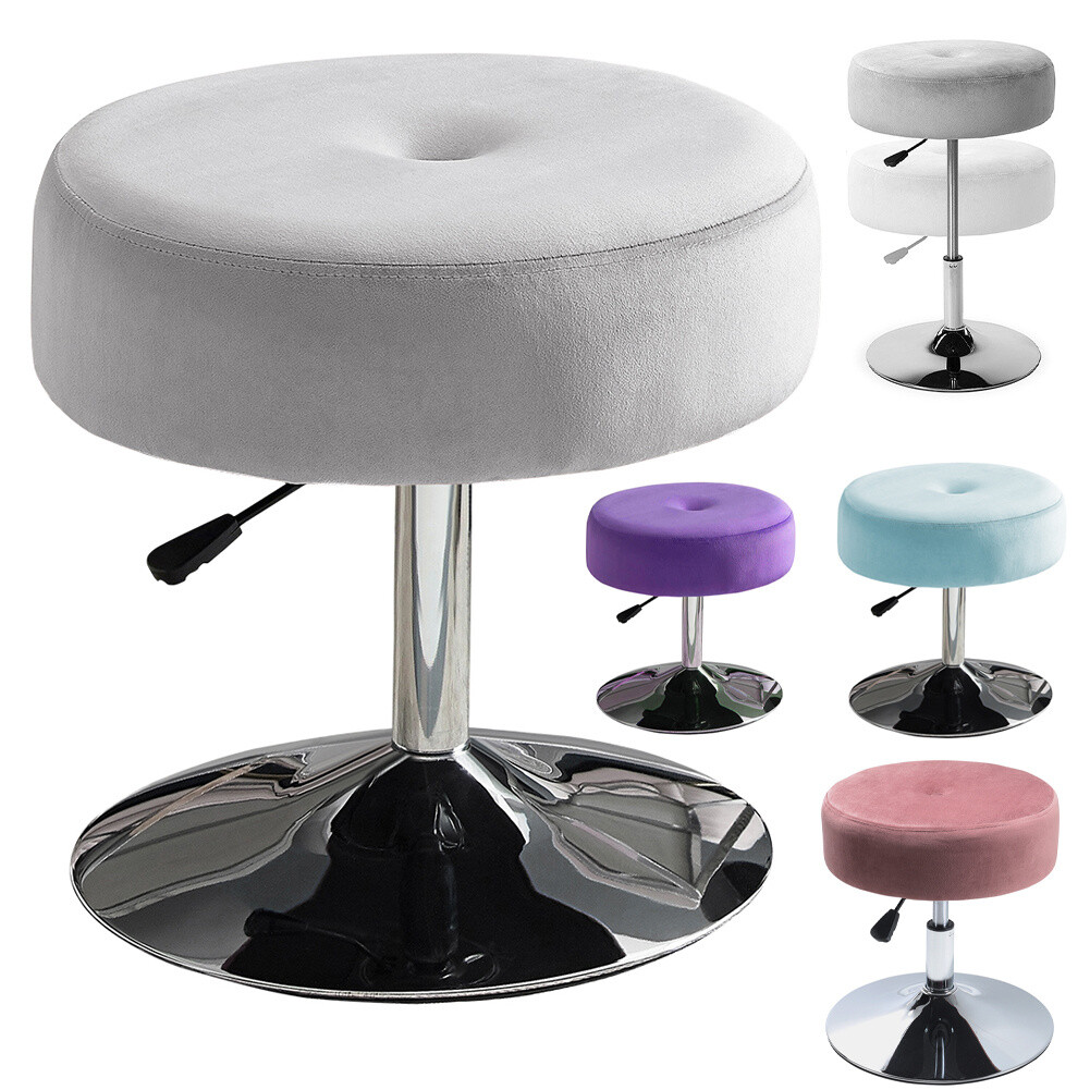 Velvet Adjustable Height Swivel Dressing Table Stool Chair Makeup ...