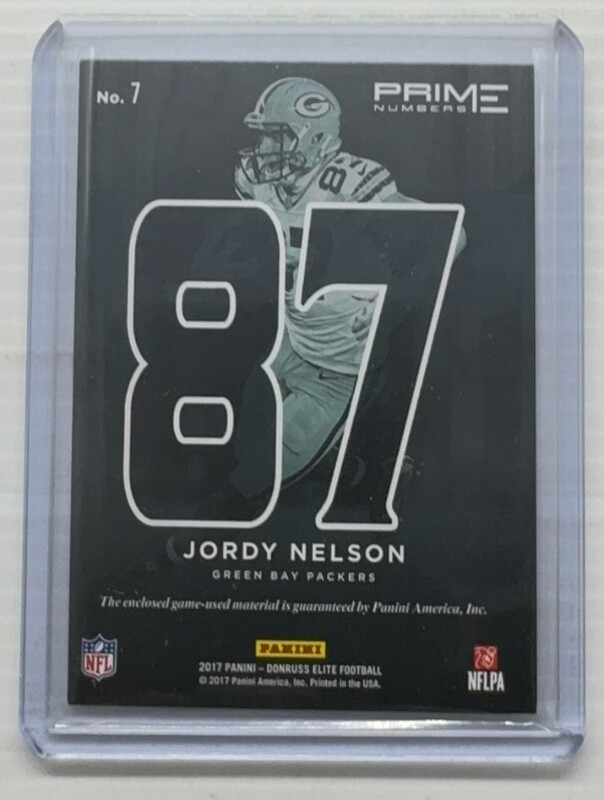 2017 Panini Elite Jordy Nelson Prime Numbers Game Used Jersey #24/87 ...