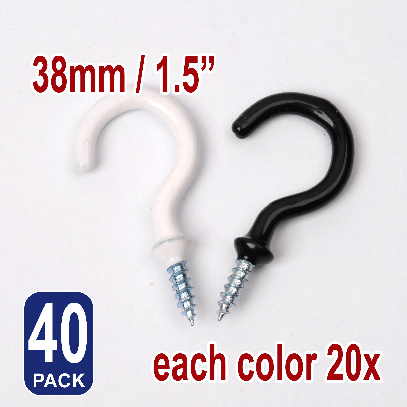 40X 38mm Cup Hooks PVC Coated Metal Screw In Ring Plant Hanger Holder W ...