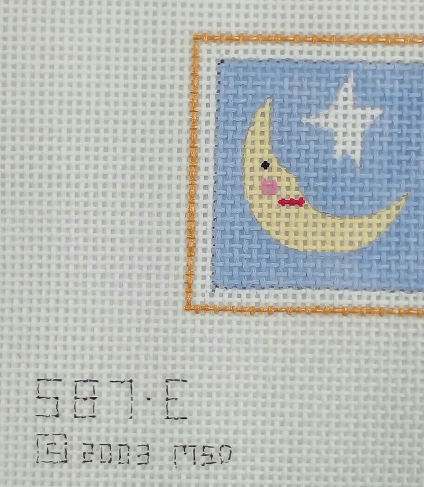 Melissa Shirley HP needlepoint Crescent MOON STAR mini ornament 587E 2. ...
