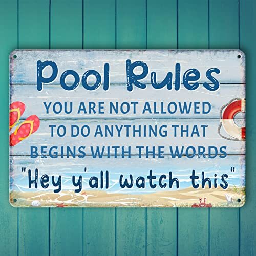 Funny Pool Sign Pool Decor Pool Rules Metal Signs Pool Decorations ...