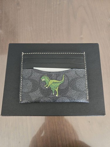 Coach Rexy Dinosaur Card Case Signature Coated Canvas Leather | eBay