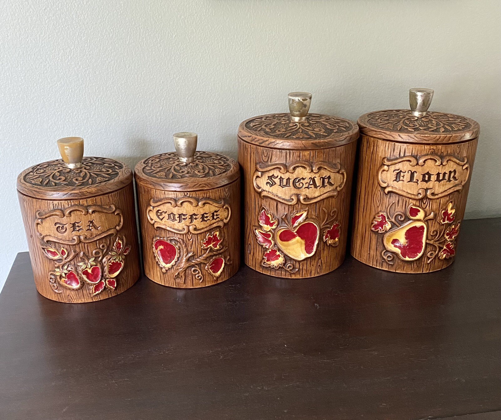 Vintage Treasure Craft Apple Canisters Set of 4 | eBay