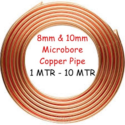 8mm & 10mm Copper Pipe Microbore GAS WATER LPG OIL DIY PLUMBING CENTRAL ...