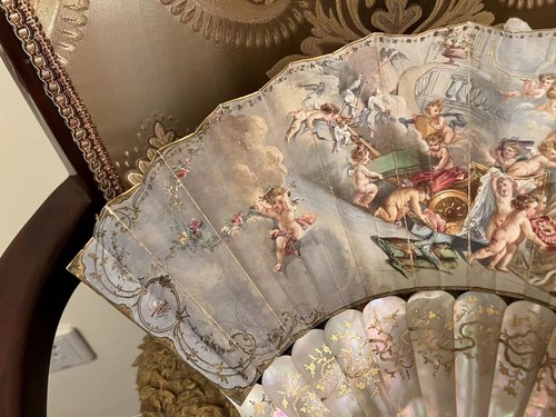 antique Victorian 19th Century Mother Of Pear Hand Painted Royal Hand ...