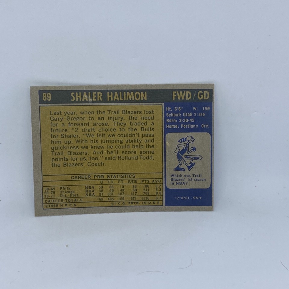1971-72 Topps Shaler Halimon #89 NM | eBay