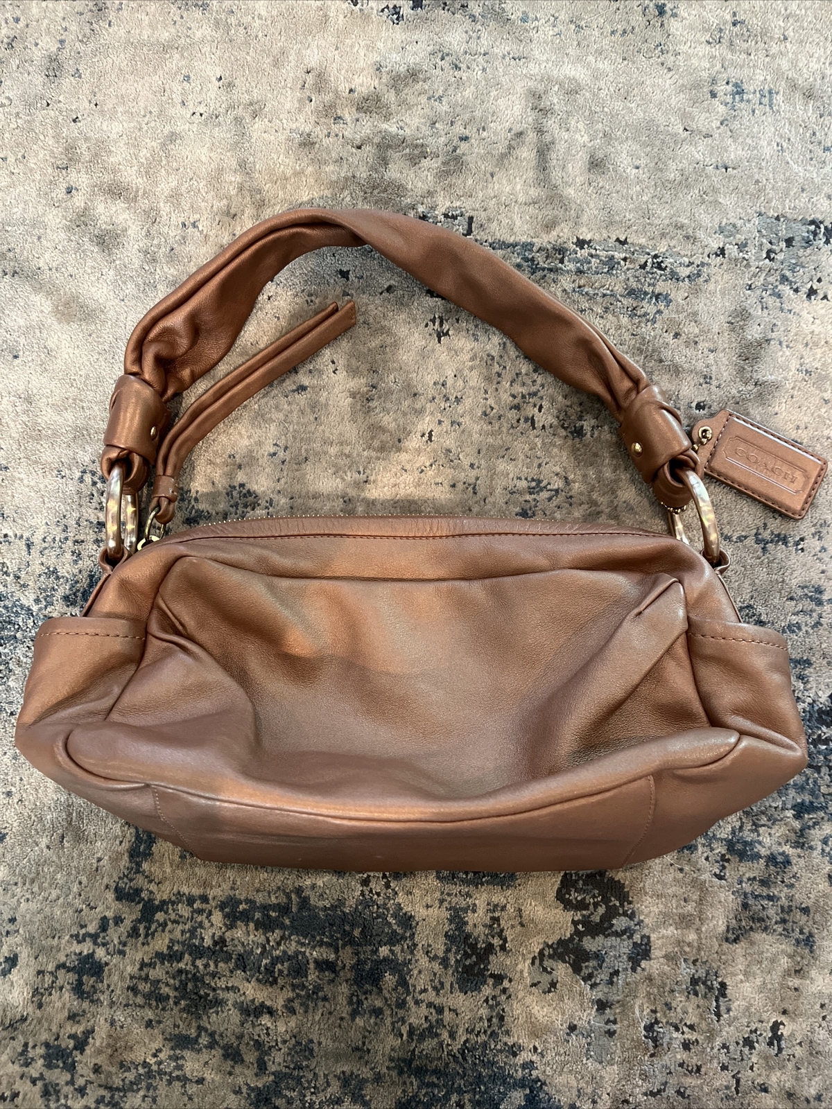 Coach Parker Copper Pleated Leather Shoulder Bag - Gem