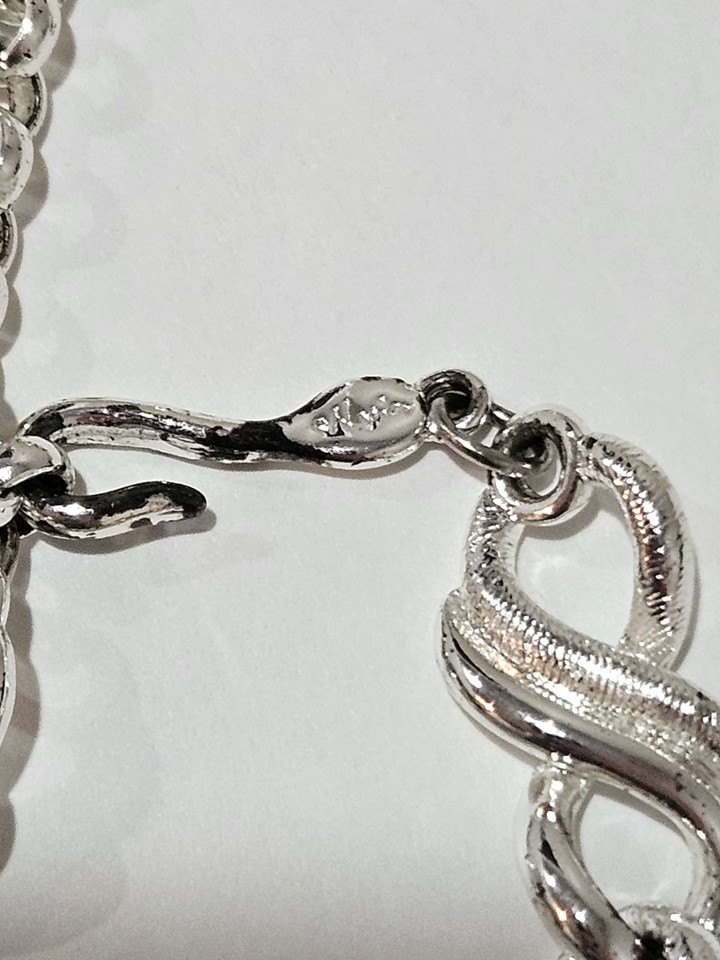 Napier Signed Chunky Silver Tone Double Infinity Link Chain Necklace ...
