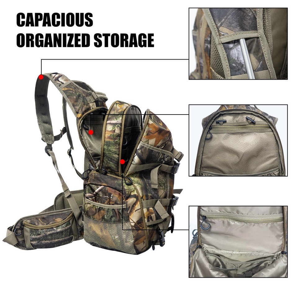 Waterproof Hunting Backpack for Men,Camo Hunting bag with gun rifle Bow ...