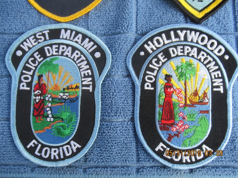 10 florida police patchs for display only west miami/cocca beach/miami ...