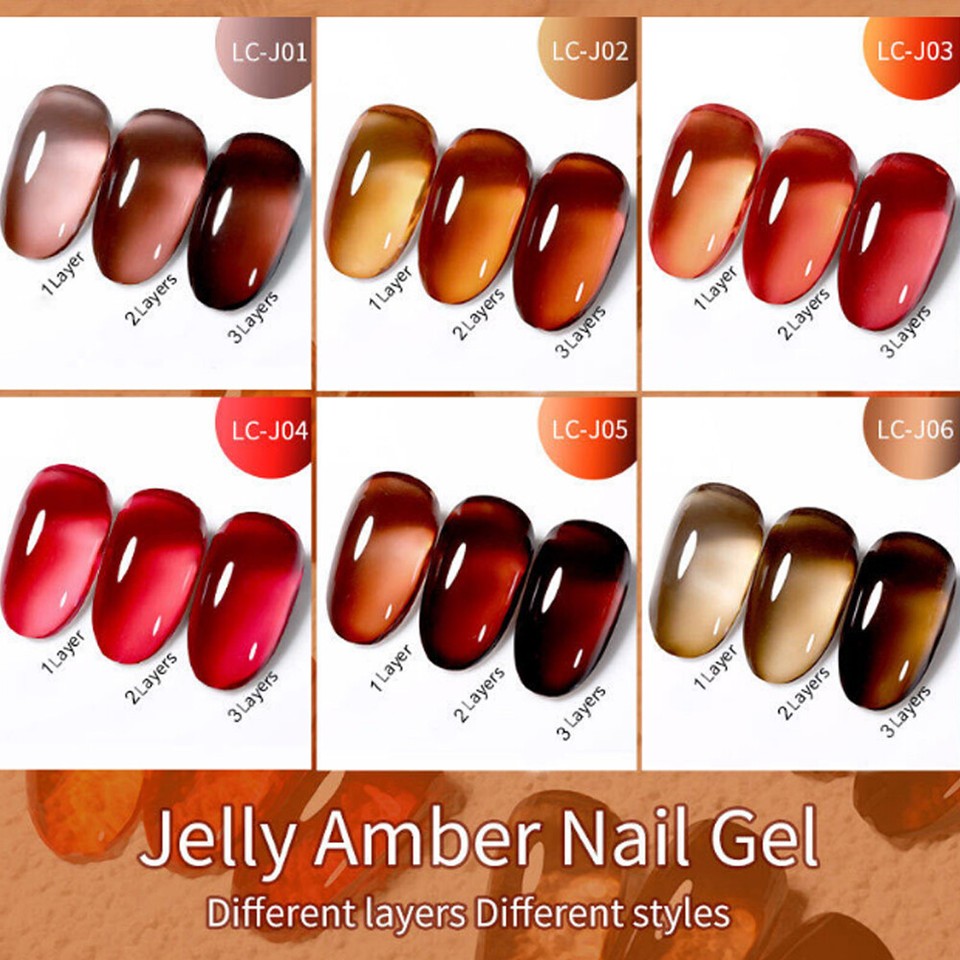 Brown Dark Jelly Amber Gel Nail Polish Crystal Translucent Nail Art ...