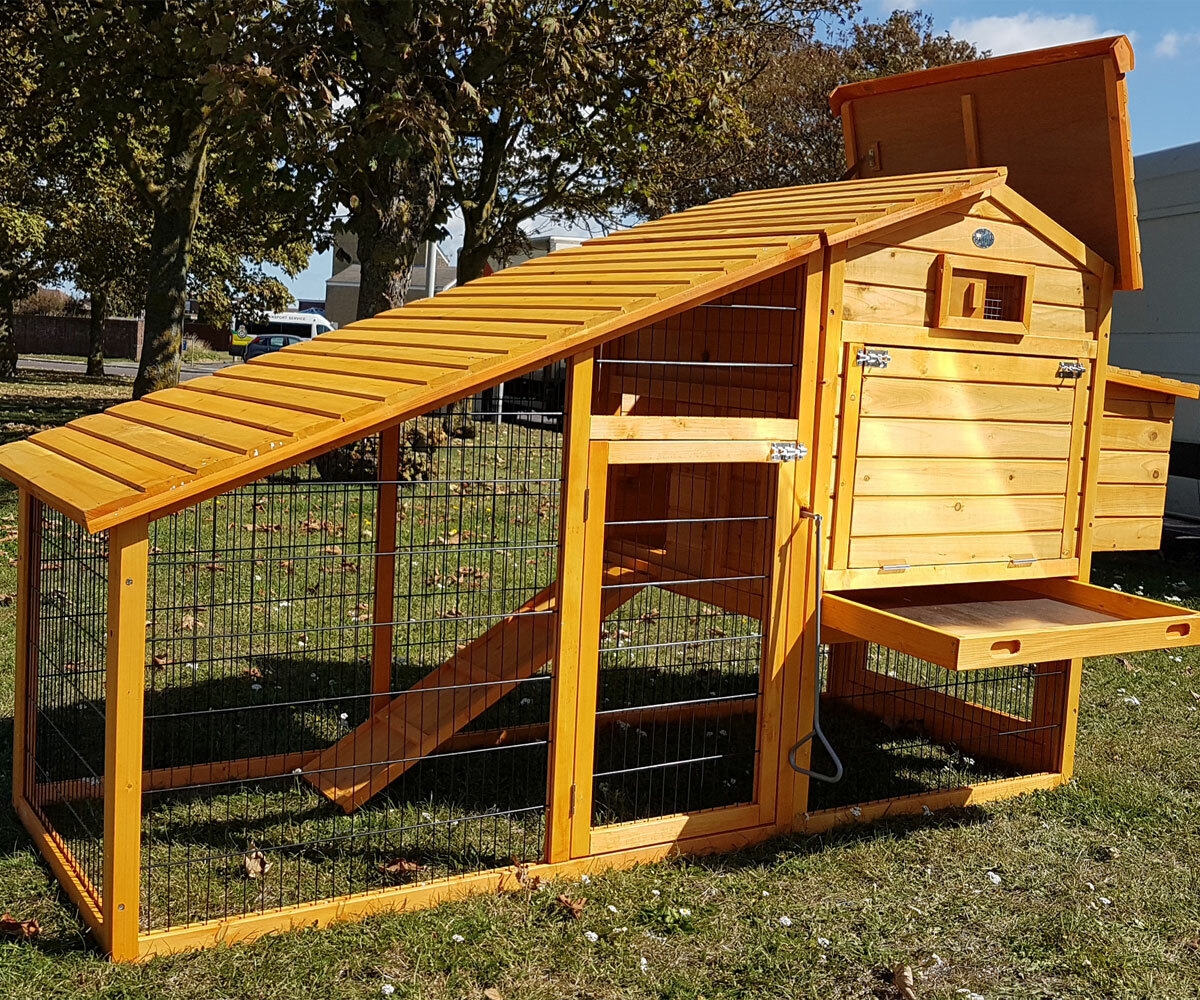 LARGE EXTENDABLE CHICKEN HEN HOUSE COOP POULTRY ARK RUN 7FT-2.2M-FULLY ...