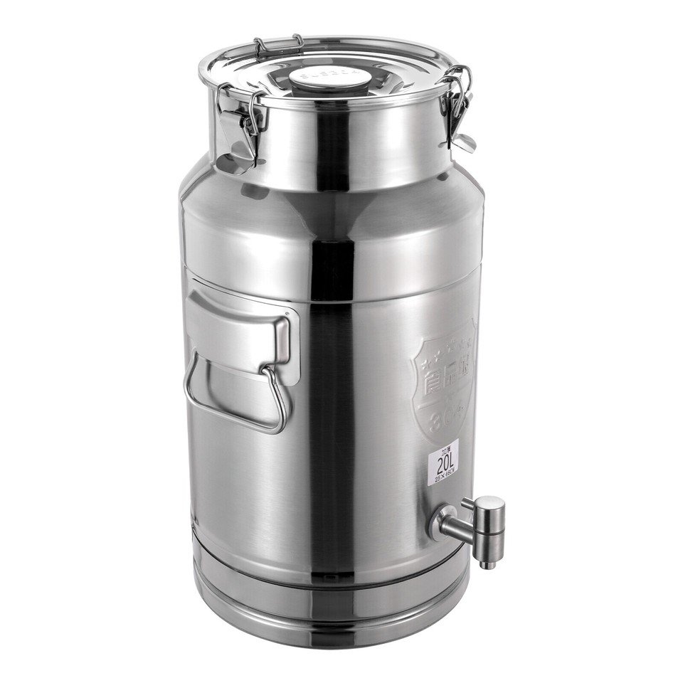 20L Milk Can Oil Pail Storage Bucket 304 Stainless Steel Wine Barrel ...