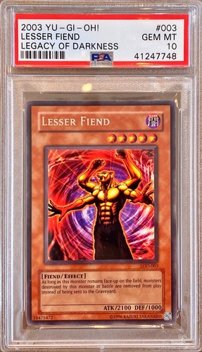 Yu-Gi-Oh! PSA 10 GEM-MT 'Lesser Fiend' LOD-003 ~SILVER LETTER RARE ...