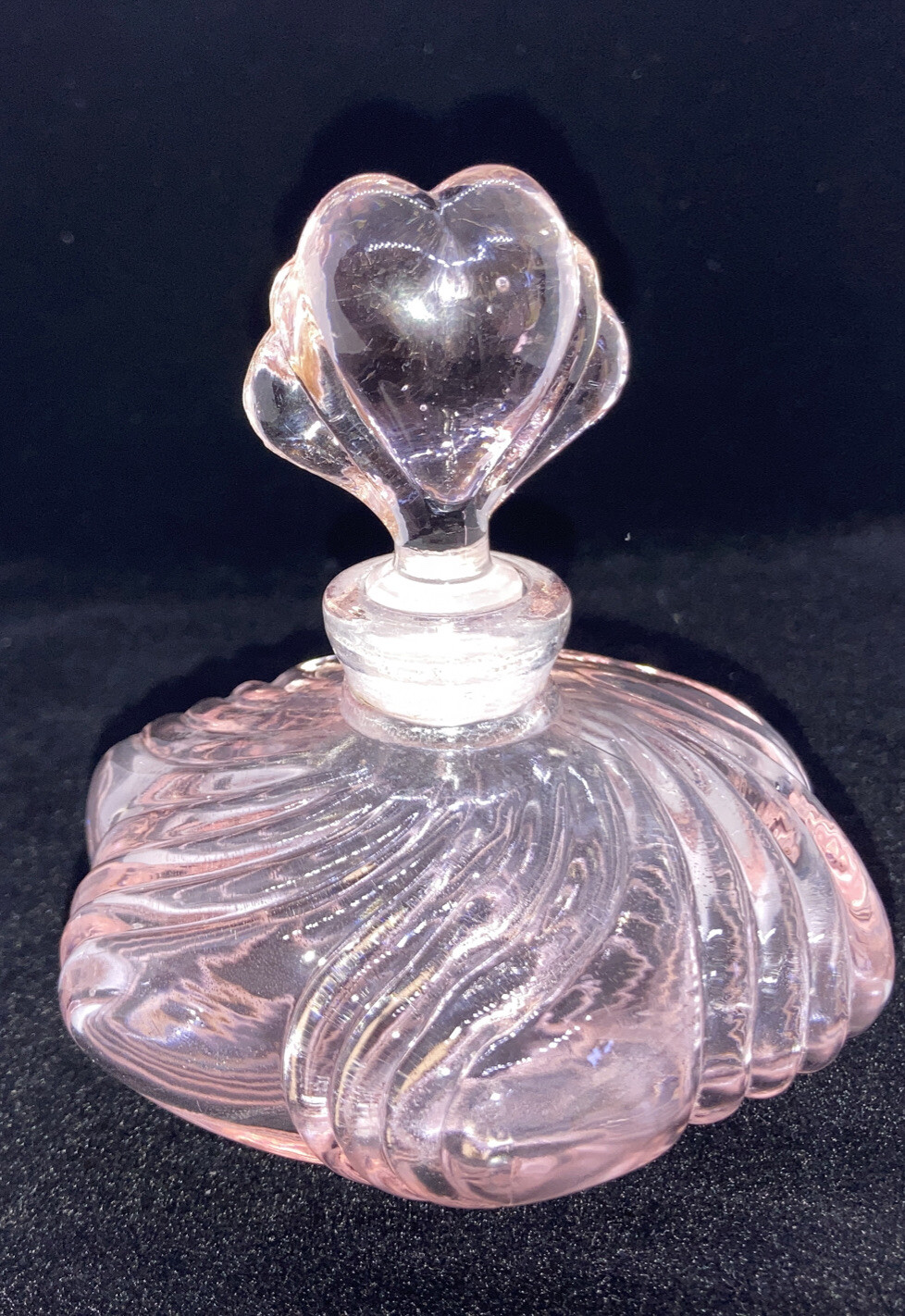 Vtg. Satin Pink Frosted Glass Art Deco Style Fan Perfume Bottle W ...