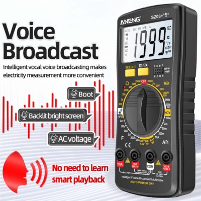 Digital Multimeter Auto Voltmeter Resistance Tester Voice Broadcast AC ...