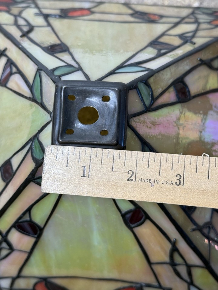Vintage Tiffany Mission Style Stained Glass Square Pyramid Lamp Shade ...