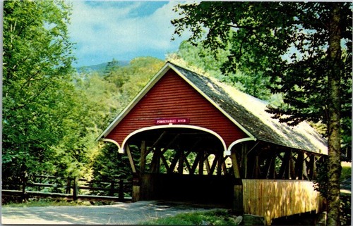 FLUME Covered Bridge Pemigewasset River Lincoln NH Vintage Chrome ...
